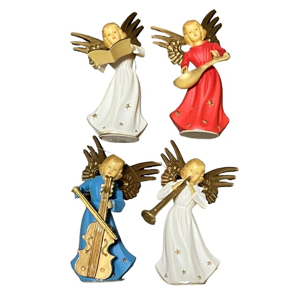 Vintage | Holiday | Vintage Musical Angels Plastic Christmas Ornaments ...